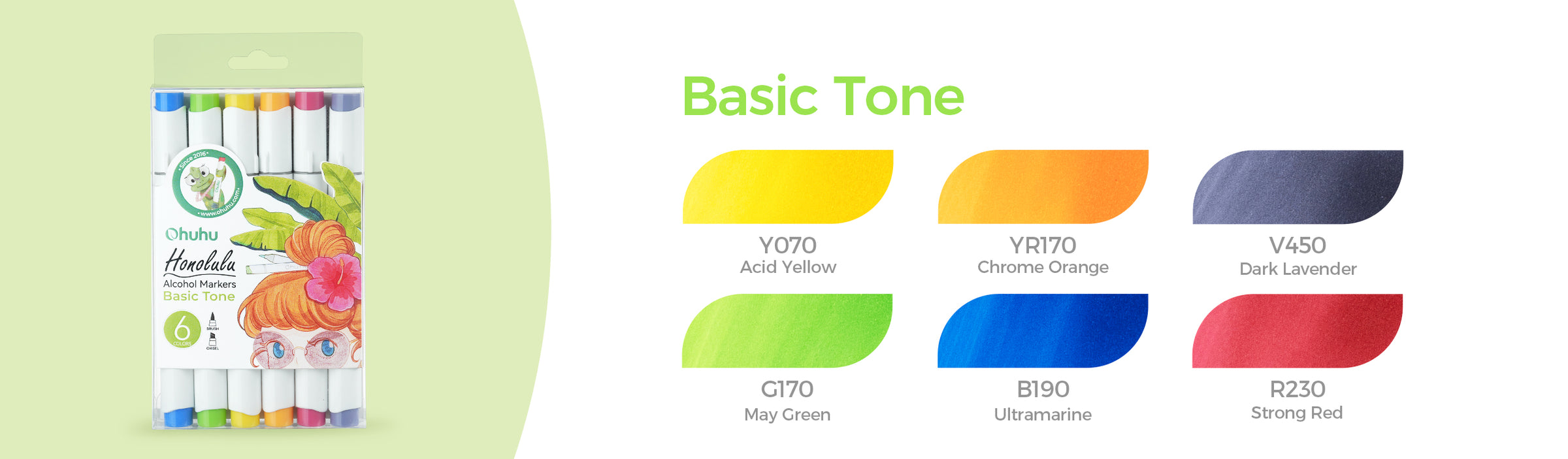 Ohuhu Honolulu 6 Colors Dual Tips Alcohol Art Markers